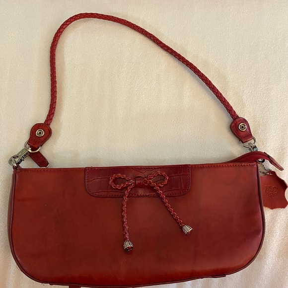 Bags | Red Leather Handbag Marked Mc | Poshmark